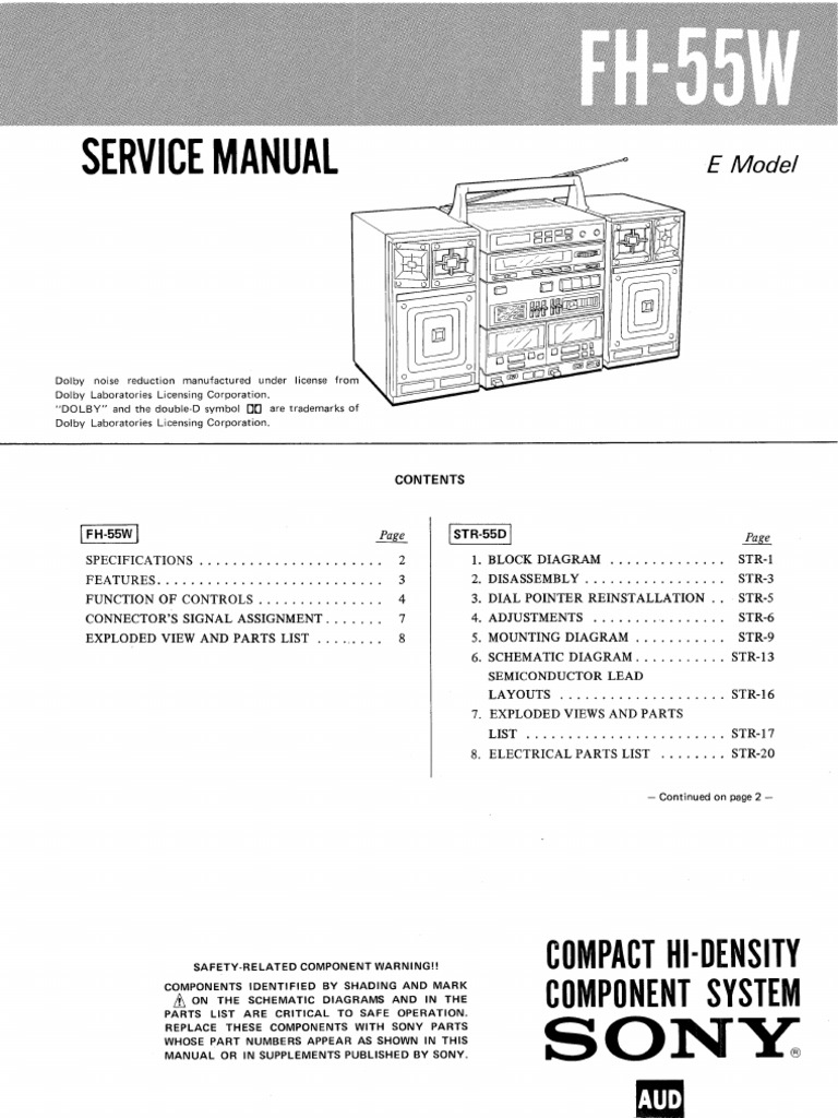 Sony fh-55w PDF | PDF