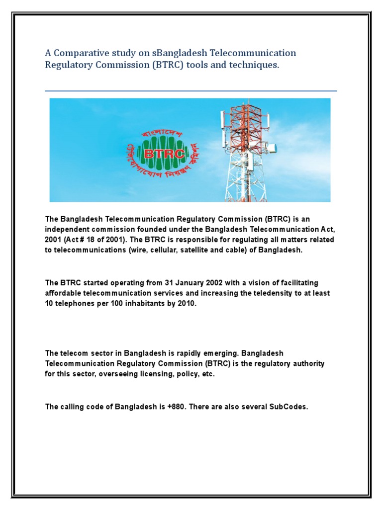 Assignment On BTRC (Bangladesh Telecommunication Regulatory Commission ...