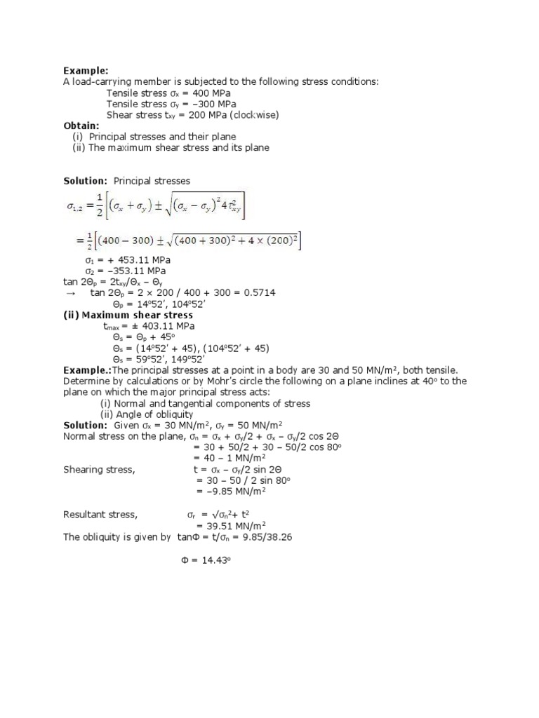 Compound Stress - Problem | PDF