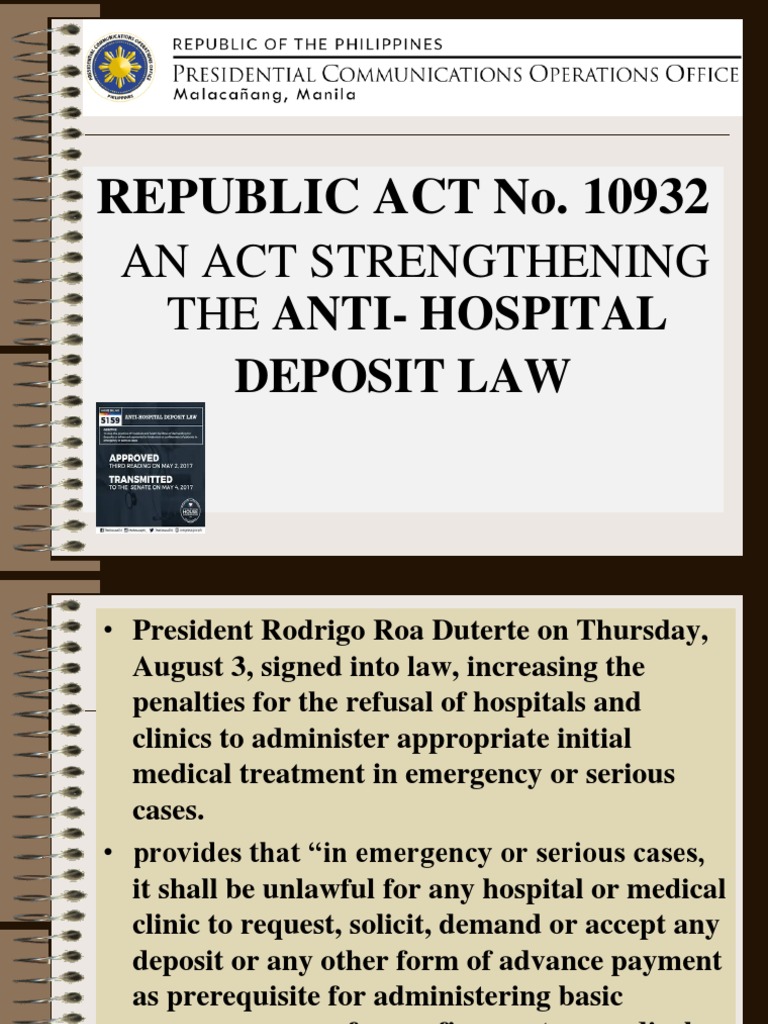 Anti-Hospital Deposit Law | PDF | Clinic | Hospital
