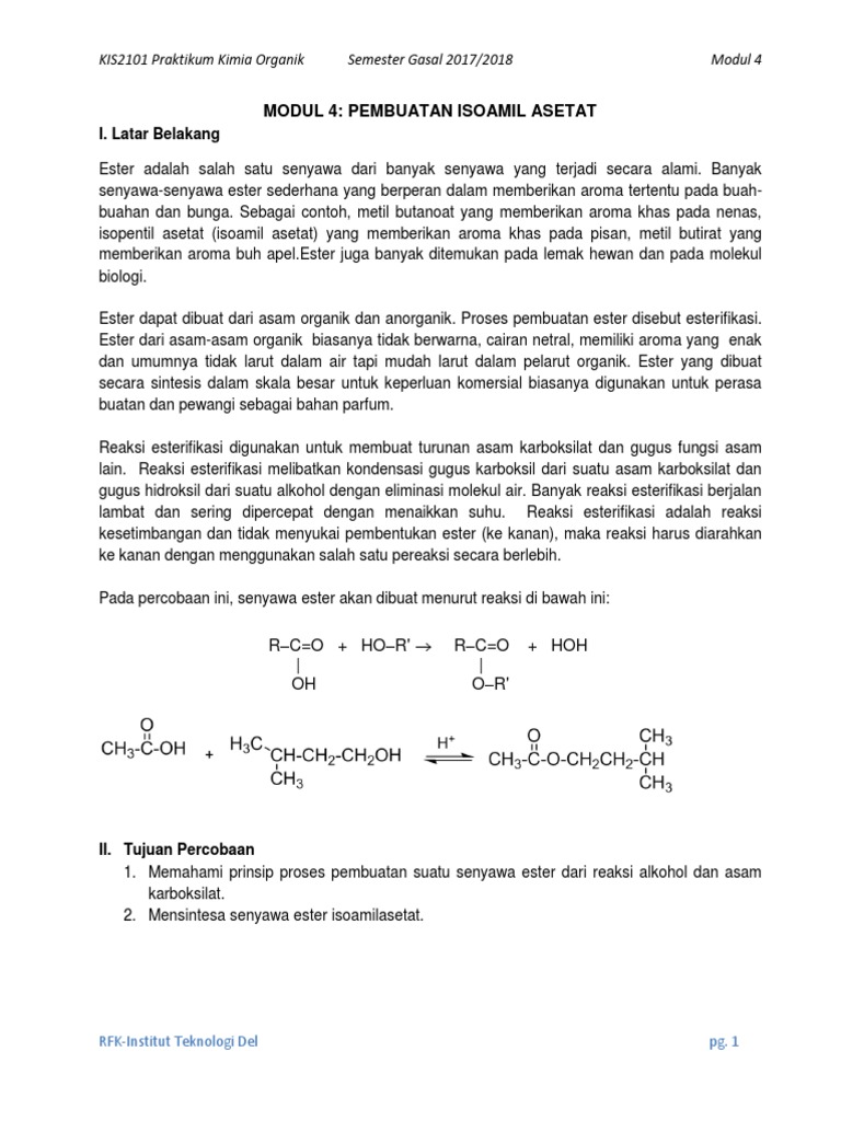 Modul 4 - Pembuatan Isoamil Asetat | PDF