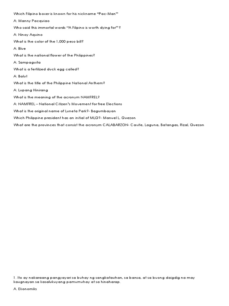 Filipino Trivia | PDF
