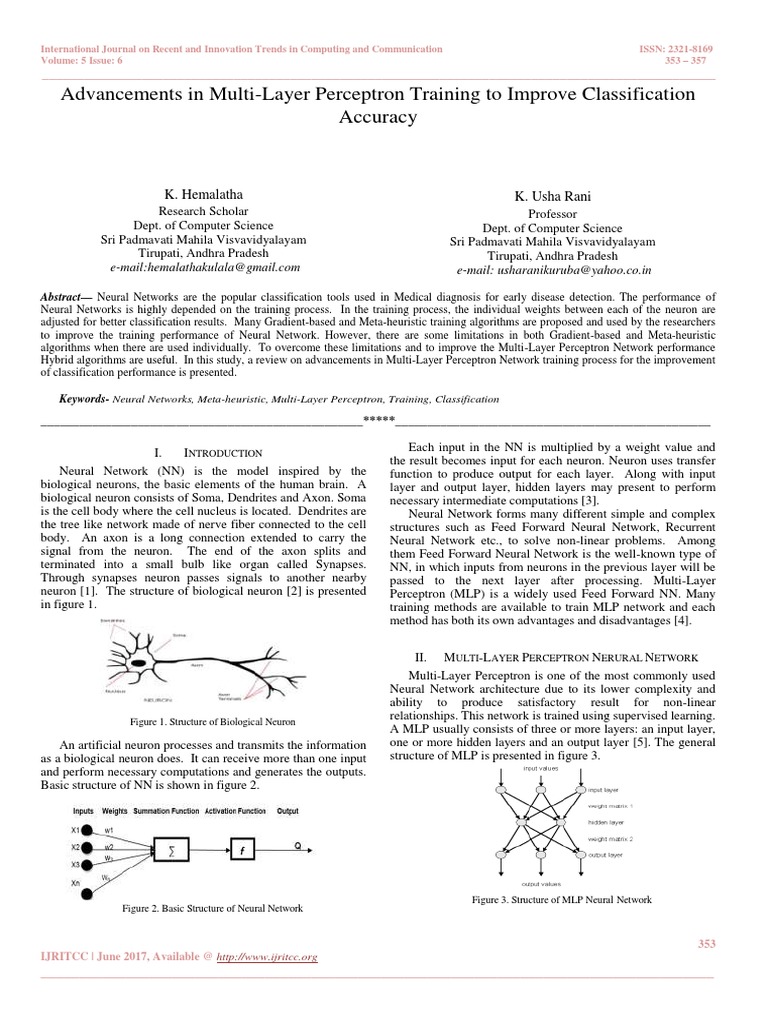 Advancements in Multi-Layer Perceptron Training To Improve Classification Accuracy | PDF ...