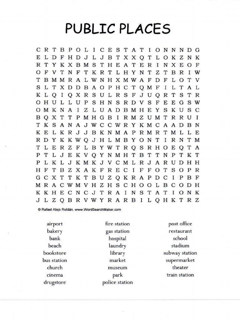 Sopa de Letras. Public Places | PDF