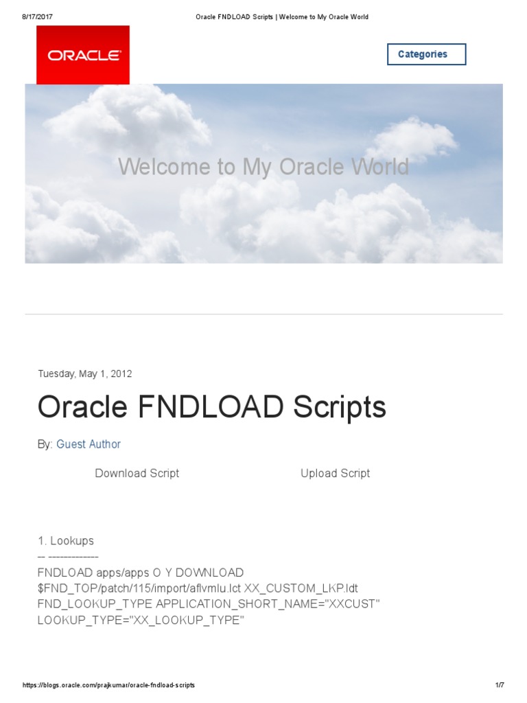 Oracle FNDLOAD Scripts - Welcome To My Oracle World | PDF | Cyberspace | Computer Data