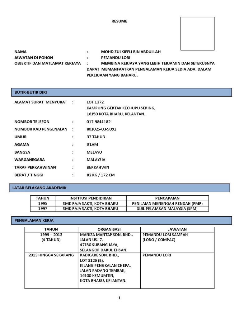 Contoh Resume Mohon Kerja Driver - AaliyahqoThomas