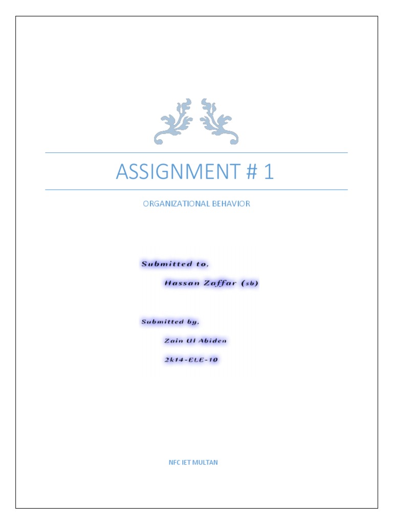Assignment # 1: Organizational Behavior | PDF | Organizational Behavior ...
