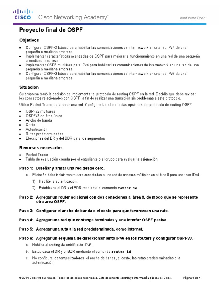 9.3.1.3 OSPF Capstone Project Instructions | PDF | Yo Pv6 | Enrutador (Computación)
