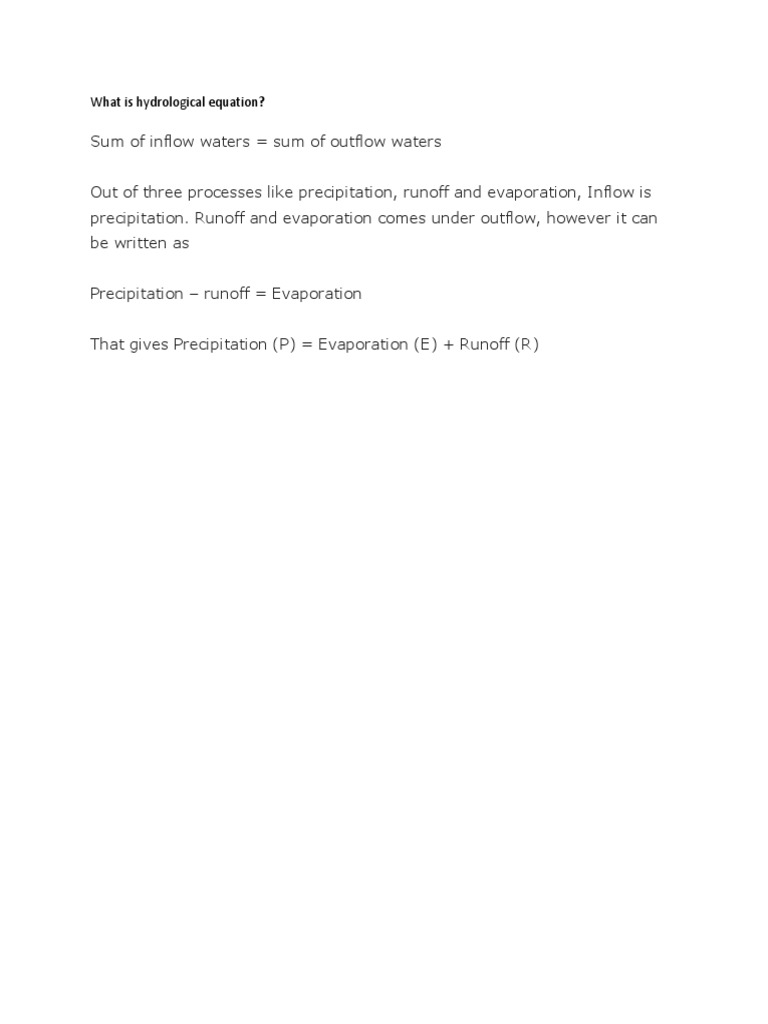 What Is Hydrological Equation | PDF