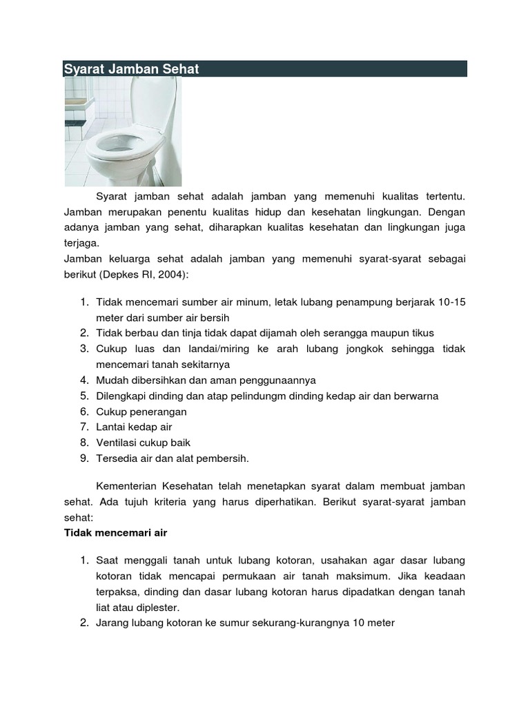 Syarat Jamban Sehat | PDF | Griya & Taman | Sains & Matematika