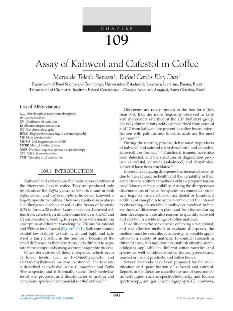 Cafestol | PDF | High Performance Liquid Chromatography | Coffee