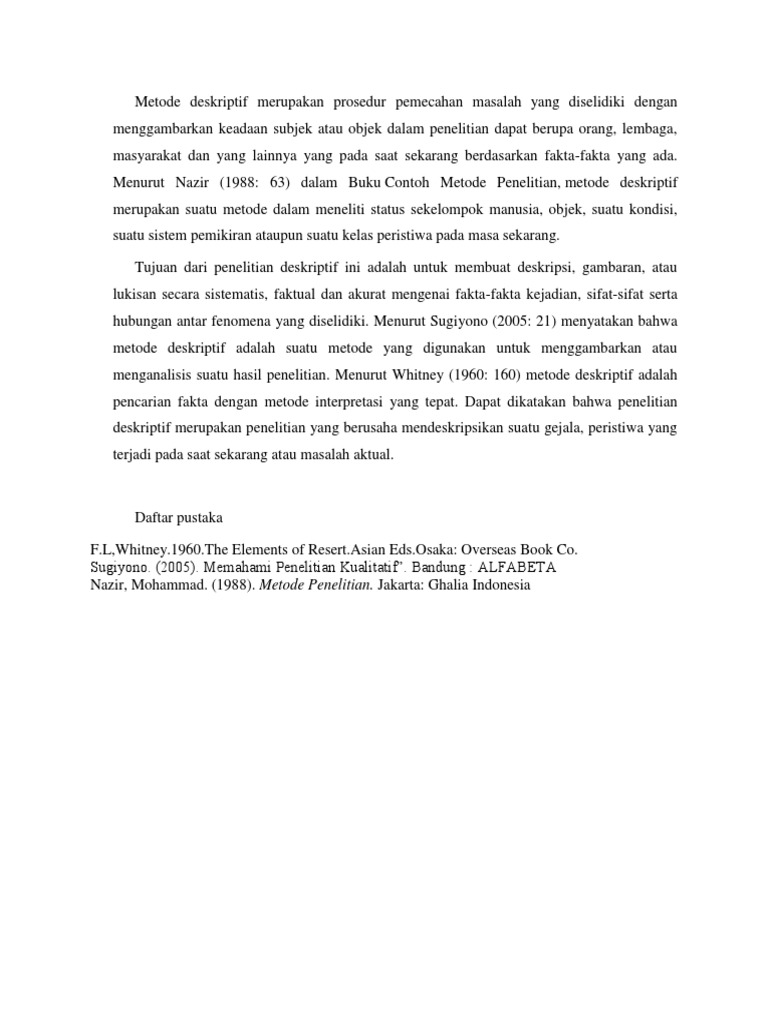 Definisi Metode Deskriptif | PDF