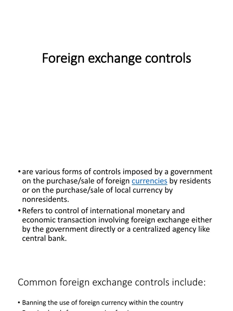 Foriegn Exchange Control | PDF | Foreign Exchange Market | Exchange Rate