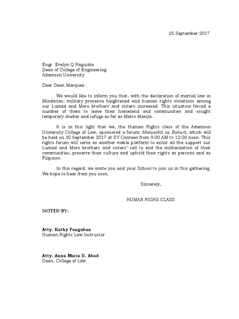 Invitation Letter For Graduate School | PDF