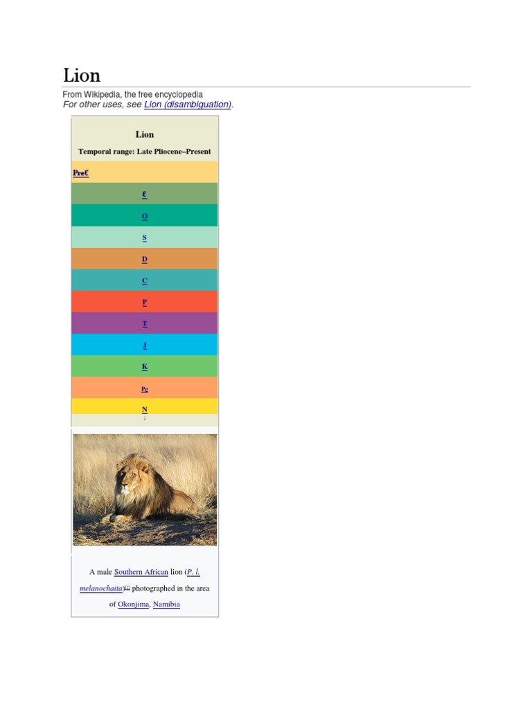 For Other Uses, See .: Lion (Disambiguation) | PDF | Lion | Tiger