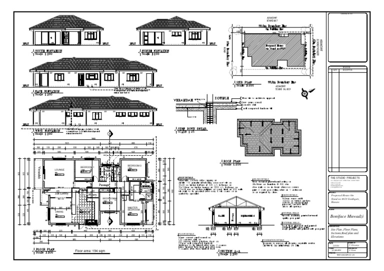Proposed House On Stand no.6618 Southgate, Harare: General Notes, Floor ...