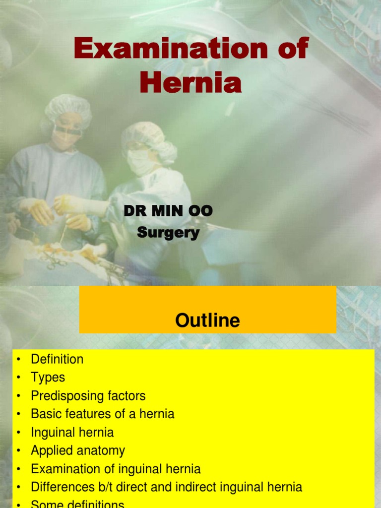 Examination of Hernia: DR Min Oo Surgery | PDF | Abdomen
