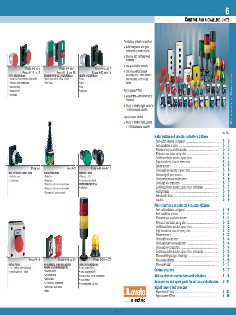 Control and Signalling Units | PDF | Switch | Electrical Components