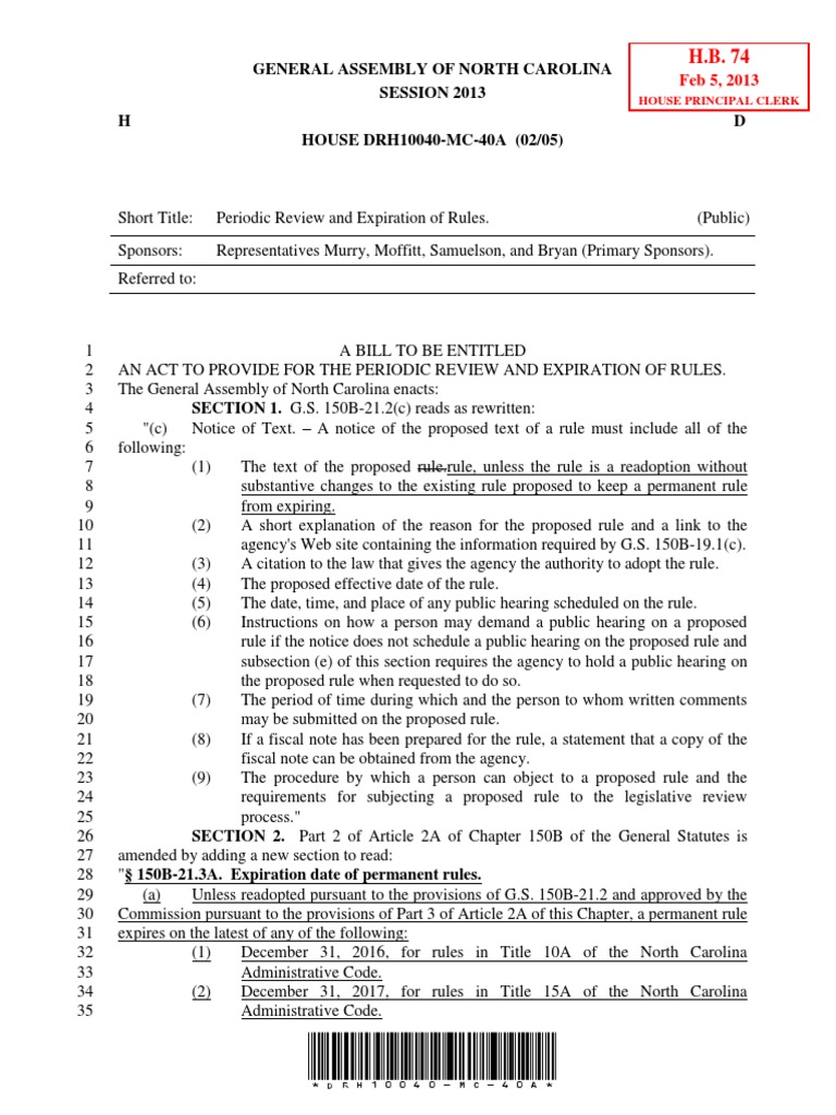 General Assembly of North Carolina SESSION 2013 H D HOUSE DRH10040-MC ...