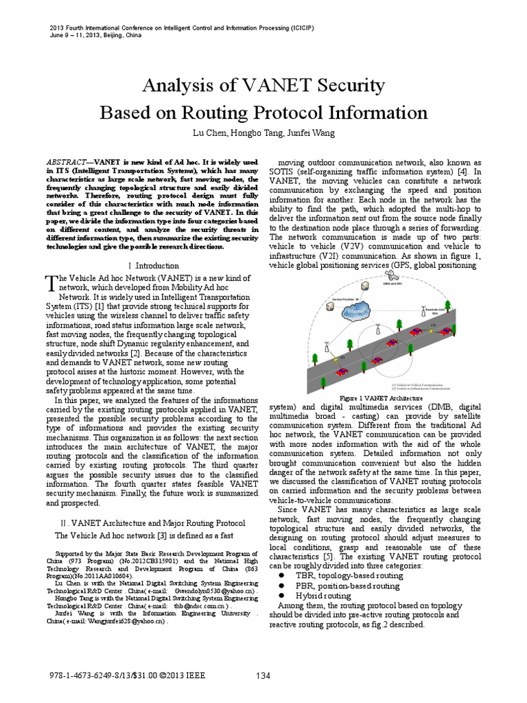 Analysis Of Vanet Security Based On Routing Protocol Information Pdf Routing Wireless Ad 8588
