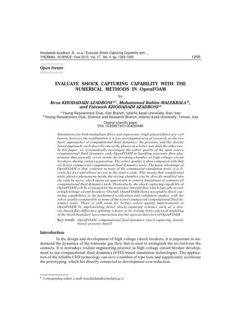 Evaluate Shock Capturing Capability With The Numerical Methods in OpenFOAM | PDF | Computational ...