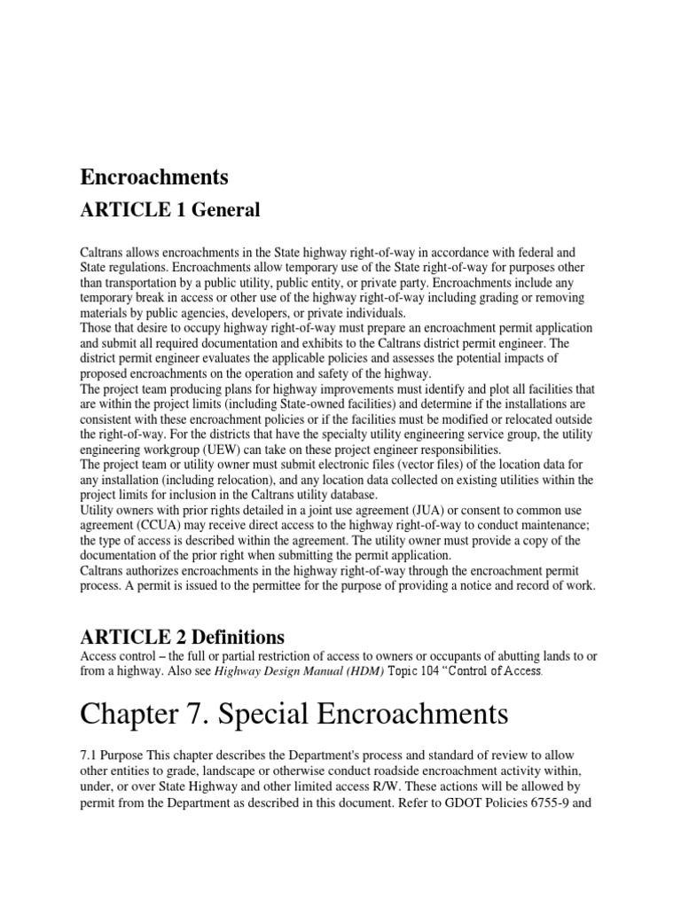 Caltrans Encroachment Permitting and Highway Right-of-Way Use | PDF ...