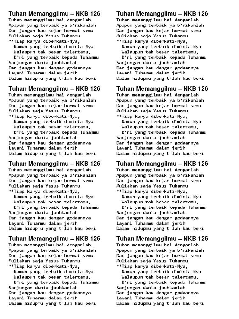 Tuhan Memanggilmu-NKB 126 | PDF