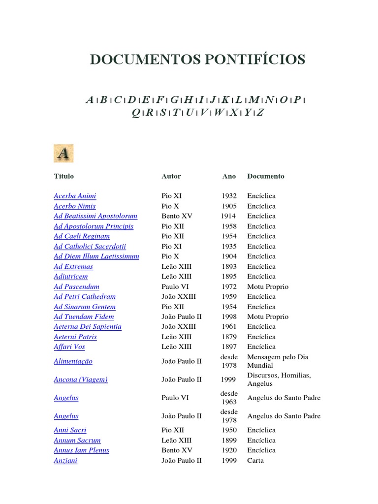 Documentos Pontifícios | PDF | Papa João Paulo II | Papa Pio XII