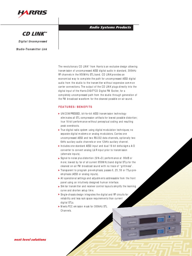 CD Link: Digital Uncompressed Studio-Transmitter Link | PDF | Data ...