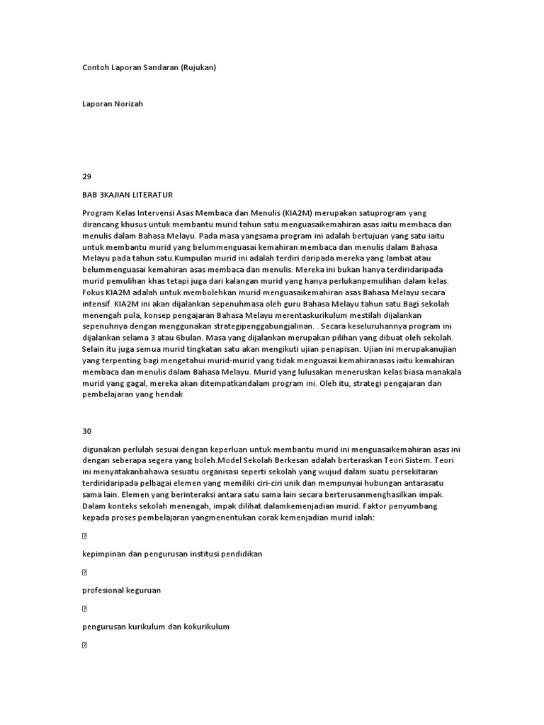Contoh Laporan Sandaran | PDF