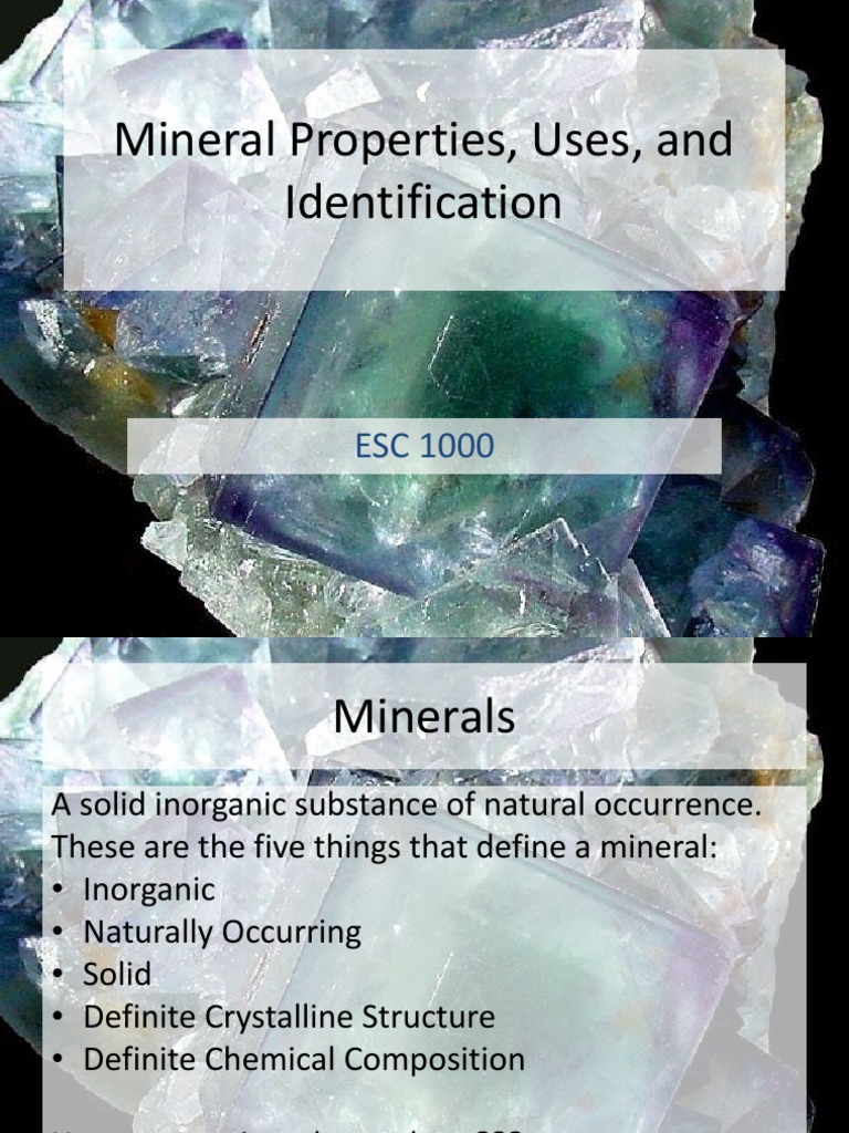 Mineral Properties and Identification Guide | PDF | Minerals | Crystal