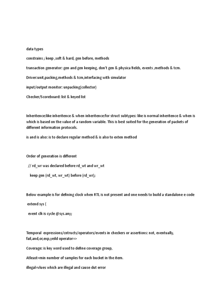 Specman Basics | PDF | Data Type | Computer Programming
