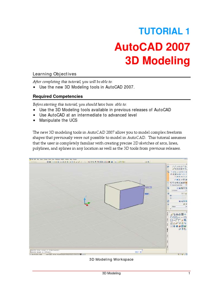 AutoCAD 2007 Tutorial 1 | PDF | 3 D Computer Graphics | 3 D Modeling