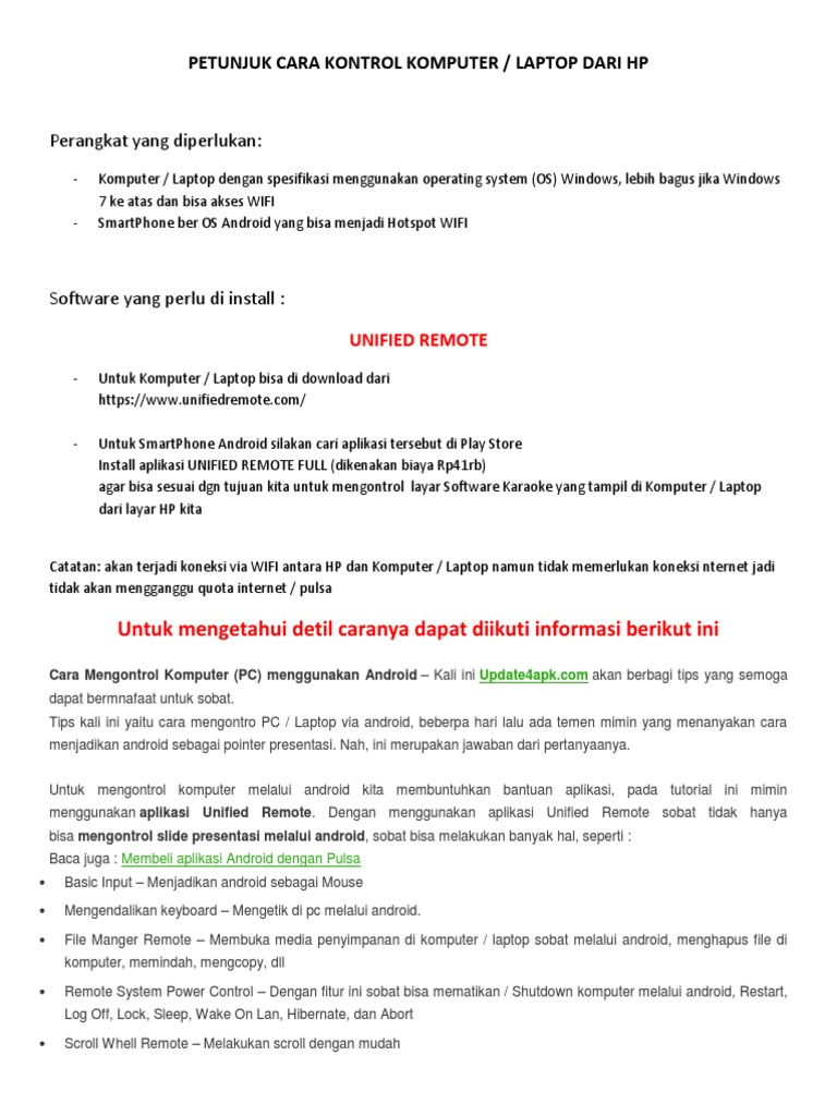 Petunjuk Cara Kontrol Komputer Via HP | PDF | Komputer