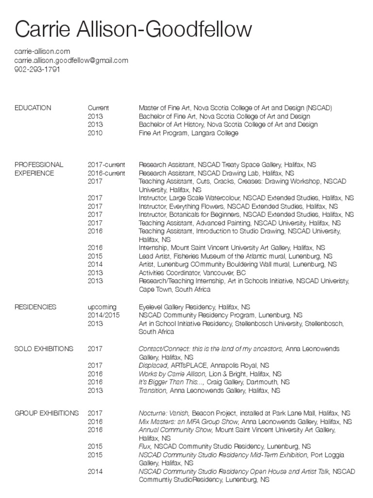 Carrie Allison CV | PDF | Library And Museum | Arts (General)