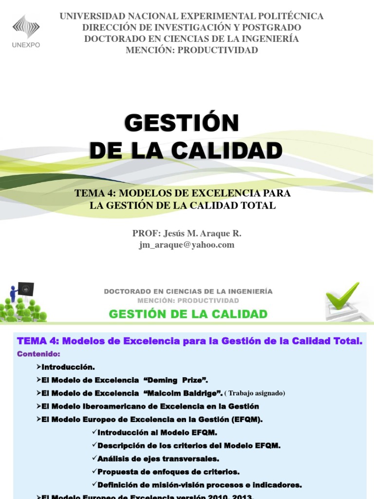 Modelos de excelencia para la gestión de la calidad total: una ...