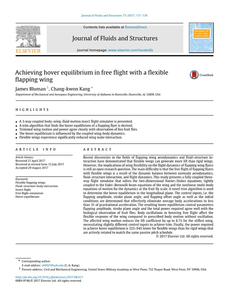 Achieving Hover Equilibrium in Free Flight With A Flexible Flapping Wing | PDF | Navier–Stokes ...