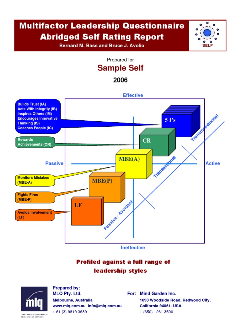 Multifactor Leadership Questionnaire Abridged Self Rating Report | PDF ...