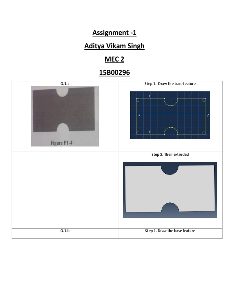 Assignment - 1 Aditya Vikam Singh Mec 2 15B00296: Q.1.a Step 1. Draw The Base Feature | PDF
