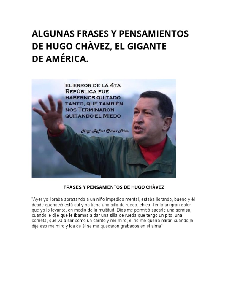 Algunas Frases y Pensamientos de Hugo Chàvez | PDF | Hugo Chavez ...