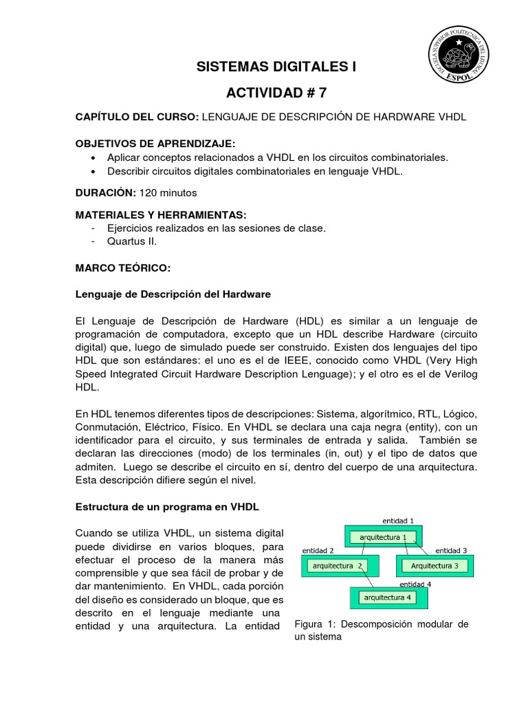 Actividad7 Resolución de Ejercicios Utilizando VHDL. | PDF | Vhdl | Puerta lógica