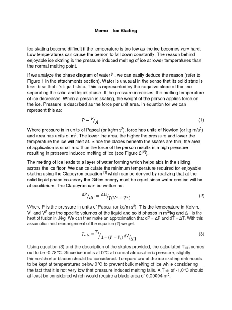 Memo - Ice Skating | PDF | Ice | Phase (Matter)