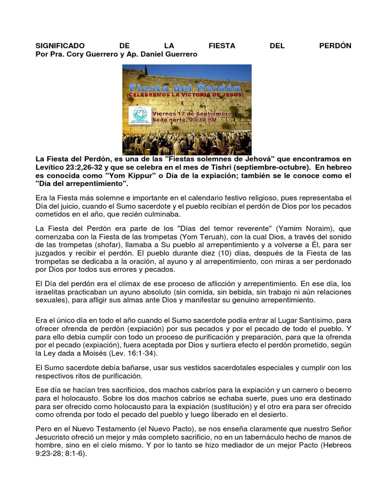 Significado de La Fiesta Del Perdón | PDF | Yom Kippur | Sacerdote
