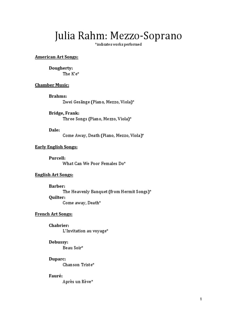 Repertoire List | PDF | Classical Music | Compositions