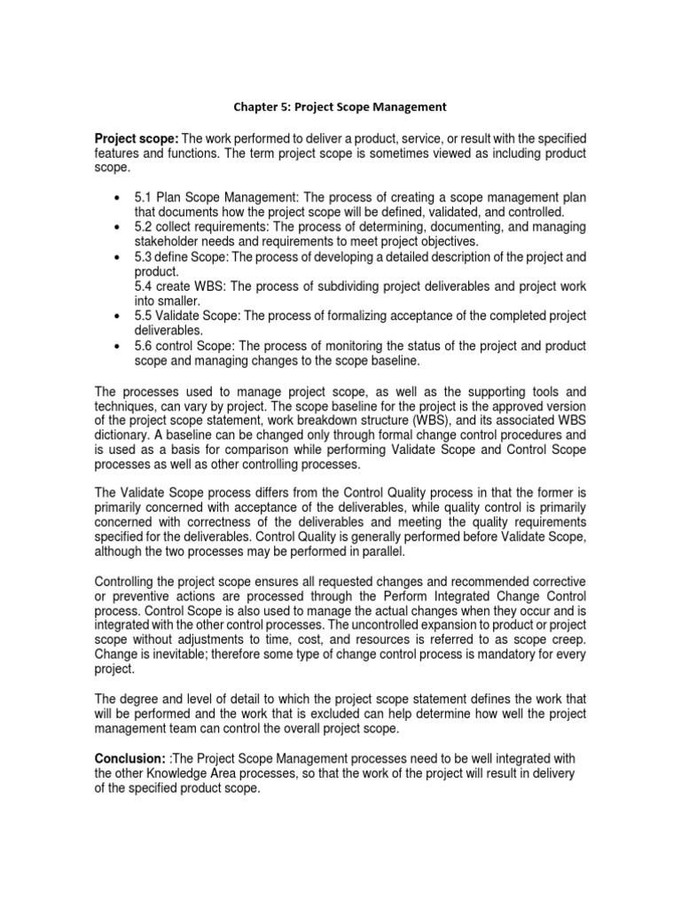 Chapter 5: Project Scope Management | PDF | Project Management | Product Development