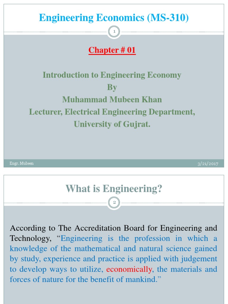 Engineering Economics (MS-310) : Chapter # 01 | PDF | Brainstorming ...