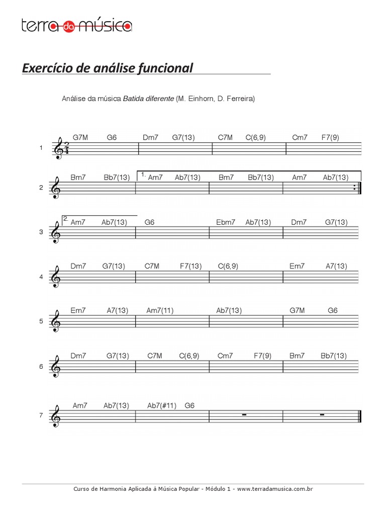 H1 A12 Batida Diferente Analise | PDF | Acorde (música) | Harmonia