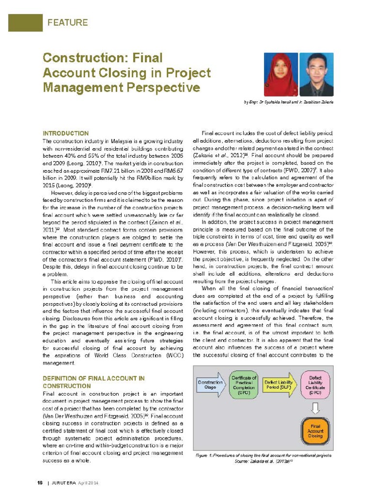 Construction - Final Account Closing in Project Management Perspective ...