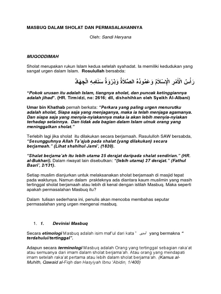 Masbuq Dalam Sholat | PDF | Agama & Spiritualitas