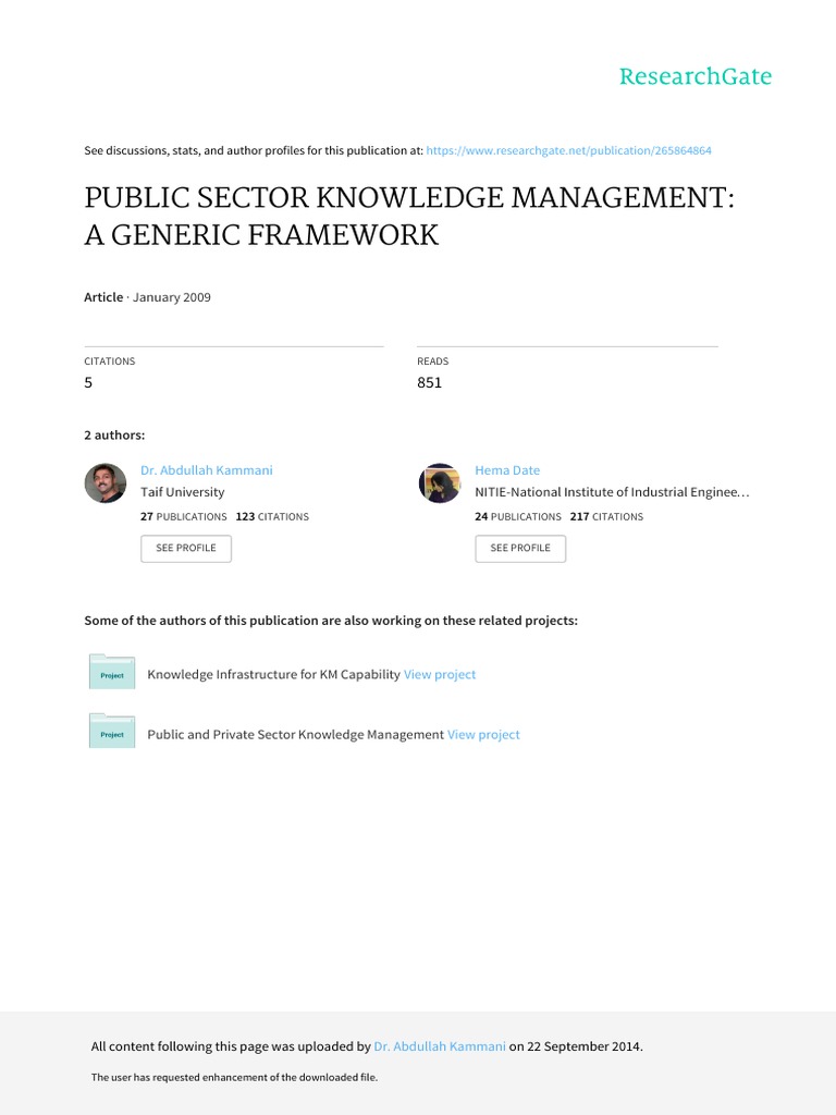 Public Sector Knowledge Management Framework | PDF | Knowledge ...